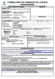 Formulaire_demande_licences_2023_2024 | Comité du Rhône Métropole de Lyon